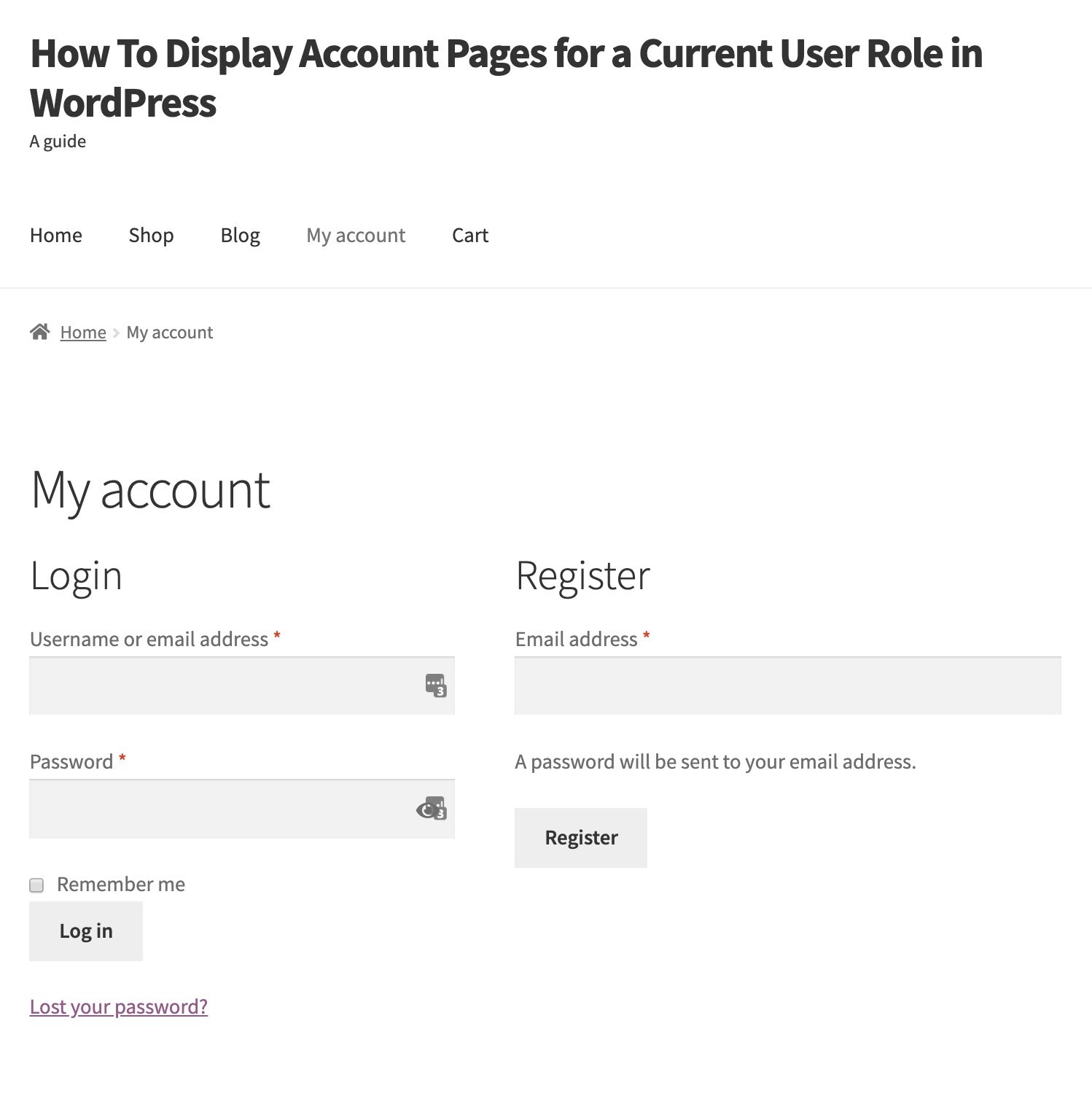 How To Display Account Pages for a Current User Role in WordPress
