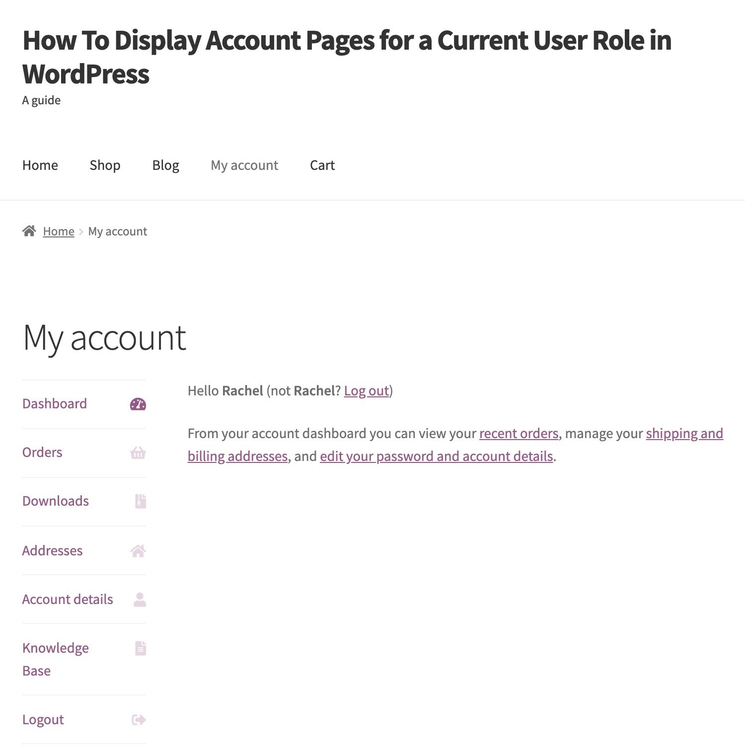 How To Display Account Pages for a Current User Role in WordPress